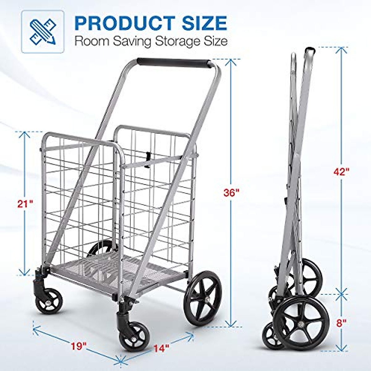 Jumbo Folding Shopping Cart - Versatile 156L Utility Cart for Groceries