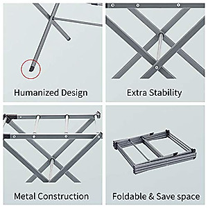 Vivianrack 3-Tier Clothes Drying Rack for Laundry, Folding Clothes Drying Rack Indoor Metal Steel Clothing Drying Dryer, Accordion Design Laundry Rack，Towel Rack(Silver Gray)