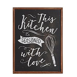 NIKKY HOME Kitchen Wall Art Decor Wood Framed Chalkboard Sign Poster Print with Quote This Kitchen is Seasoned with Love, 16'' x 12'', Black