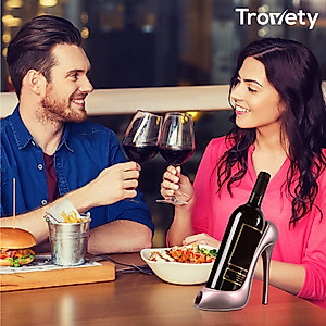 Trovety Shoe Wine Rack Holder - Bottle Keeper with High-Heel Design - Display & Storage Accessories - Table Centerpiece & Home Decorations for Kitchen, Restaurant, Bar (Rose Gold)