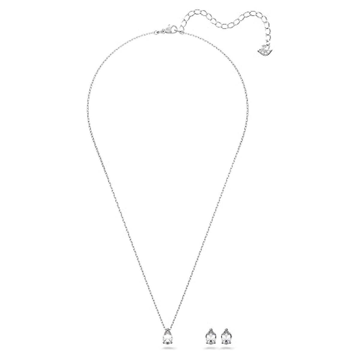 SWAROVSKI Stilla Attract Jewelry Set, Pendant Necklace and Stud Earrings with Sparkling Clear Drop-Shaped Crystals on a Rhodium Finish Setting, Part of the Stilla Attract Collection