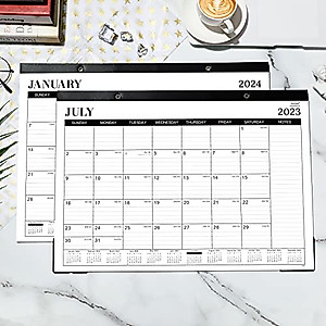 Desk Calendar 2023-2024 - 2023-2024 Desk Calendar, July 2023 - December 2024, 18 Monthly Desk/Wall Calendar 2-in-1,16.8" x 12", Thick Paper with Corner Protectors, Large Ruled Blocks - Classic Black