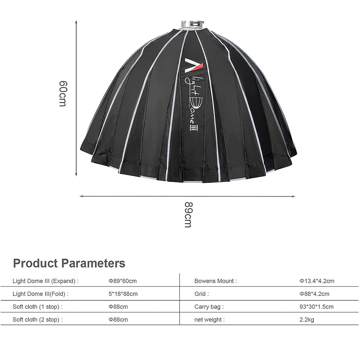 Aputure Light Dome III 35'' Softbox Bowens Mount with Diffuser Cloth and Honeycomb Grid,Quick-Setup Quick-Folding for Studio Photography,for Amaran Series, Aputure 600D,600X,300X etc
