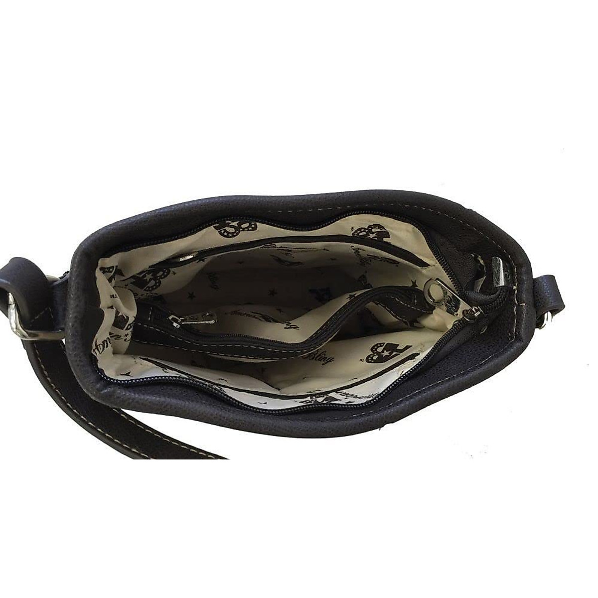 American Bling Concealed Gun Messenger Purse Wallet Set Tooling Patchwork Coffee, Medium