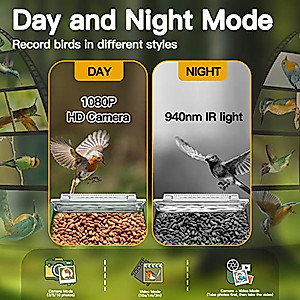 ESOXOFFORE Smart Bird Feeder with Camera,Hummingbird Feeder House with PIR Motion Detection 1080P Auto Capture Photo&Video,Night Vision,IP65 Waterproof Bird Watching Camera Gift -32G Card