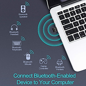 Bluetooth Adapter for PC, USB Bluetooth 5.0 Dongle for Computer Desktop Wireless Transfer and Receiver for Laptop Bluetooth Headphones Headset Speakers Keyboard Mouse Printer Windows 10/8.1/8/7