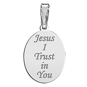 PicturesOnGold.com Divine Mercy Doubled Sided Scallopped Oval Religious Medal 1/2 X 2/3 Inch Size of Dime, Solid 14K Yellow Gold