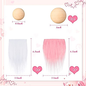 15 Pcs Gnome Beards for Crafting Easter Day Faux Fur Fabric Precut Gnomes Beards Handmade 30 Pieces Wood Balls for Halloween Christmas Valentine's Day Independence Day (Pink, White)