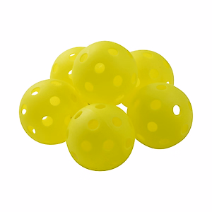 Champion Sports Pickleball Balls: Official Size Recreational and Tournament Pickleballs - Yellow Pickleball Ball Set for Outdoor and Indoor Courts - 6 Count (Pack of 1)