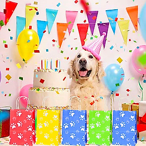 Puppy Dog Paw Print Party Favor Bags 24 Pcs Paw Print Theme Candy Treat Bags Thank You Paper Gift Bags with Handles for Baby Shower Birthday Wedding Party Favor Puppy Dog Paw Print Party Supplies