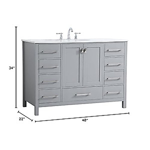 Elegant Kitchen and Bath 48 inch Single Bathroom Vanity Cabinet - Gray