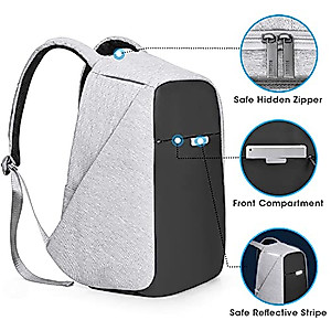 oscaurt Anti Theft Backpack - 15.6 Inch Laptop Travel Backpack with Hidden Zipper and USB Charging Port - Waterproof Business Computer Bag for Men & Women