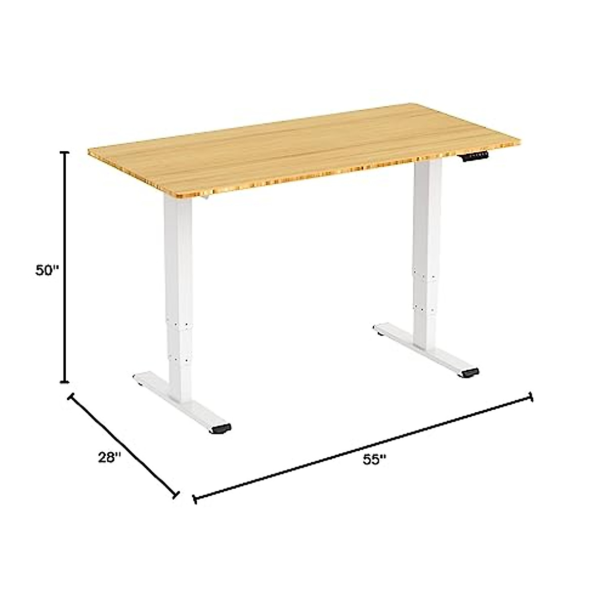 SANODESK 55 Inch 3 Stage Bamboo Electric Standing Desk, Dual Motor Height Adjustable Desk, Whole-Piece Bamboo Desktop Sit to Stand Home Office Desk (White Frame/ 55” x 28” Natural Bamboo Top)