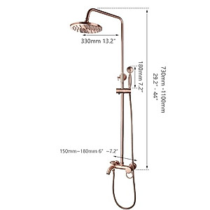 Exposed Shower System with 8 inch Rainfall Shower Head 3 Function Bathroom Shower Faucet Set Wall Mounted Copper Shower Fixture with Handheld Shower Head and Antique Brass Shower Mixer Valve