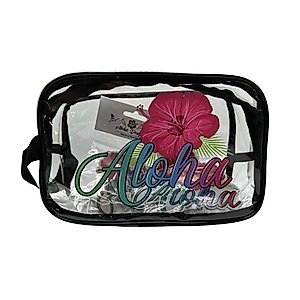 Aloha Designs ALOHA Clear Cosmetic Bag for Women Roomy Makeup Bag Travel Splash-proof Toiletry Bag Accessories Organizer Plus Aloha Gift Kit 1 Aloha Decal, 1 Aloha Magnet & 1 Air Freshener