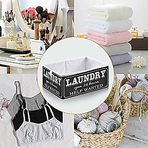 Ollabaky Quote Laundry Room Cube Storage Bin, Foldable Fabric Storage Cube Basket Cloth Organizer Box with Handle for Closet Shelves, Nursery Storage Toy Bin - S