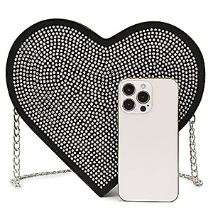 lola mae Heart shaped bags for women Rhinestone Shining Heart Crossbody Handbag