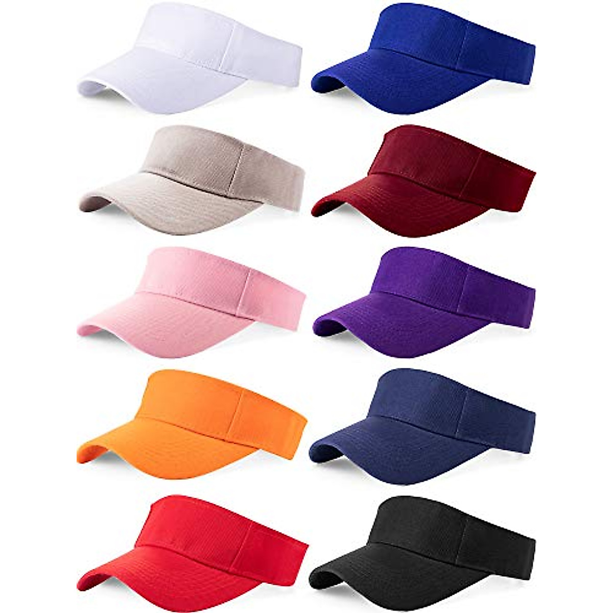 10 Pieces Sports Sun Visor Hats Adjustable Visor Cap Athletic Visor Hat for Men Women Multicoloured