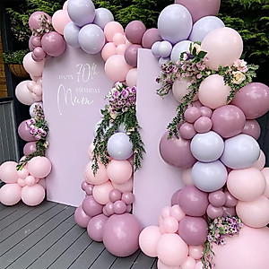 145PCS Dusty Pink Purple Balloon Garland Arch Kit Pinkish Purple Lilac Lavender Pastel Pink Neutral Sand Boho Balloons for Birthday Bride Baby Shower Wedding Butterfly Party Decorations