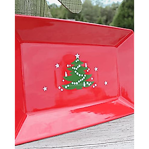 Waechtersbach Christmas Tree Serving Platter – Handmade Porcelain Red Serving Trays for Parties – Durable Christmas Snack Tray – Dishwasher & Microwave Safe Holiday Tray – Great Christmas Gifts