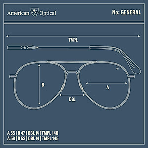 AO General Sunglasses - Gold - True Color Gray SkyMaster Glass Lenses - Polarized - 58-14-145