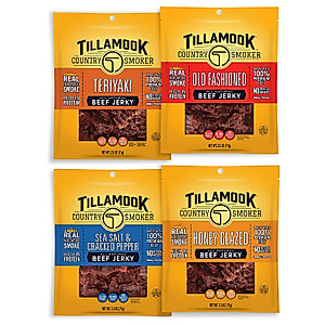 Tillamook Country Smoker Real Hardwood Smoked Beef Jerky Variety Pack, 2.5 Ounce (Pack of 4)