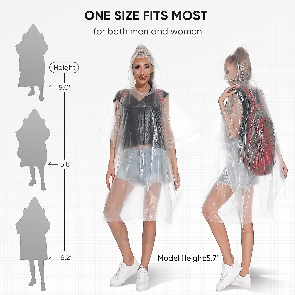 APEXUP Emergency Disposable Rain Ponchos for Adults for Camping Hiking Travelling (5 Pack)