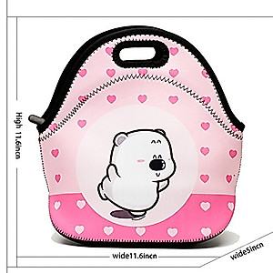 Neoprene Insulated Lunch Bag For Women Cooler Lunch Box For Adult Waterproof Lunch Tote Bag - Black Flower