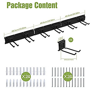 Housolution Heavy Duty Tool Storage Rack 48 Inch Garage Tool Organizer Storage System Max 264 lbs, 3 Rails with 6 Adjustable Wall Hooks, Tool Holder Wall Mount for Warehouse, Basement, Workshop