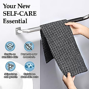 Exfoliating Washcloth Face & Body Scrub Towel Premium Japanese Scrub Wash Cloth Deep Cleanse for Body Face Exfoliating Body Scrubber with 2 Sides for Scrubbing (black)