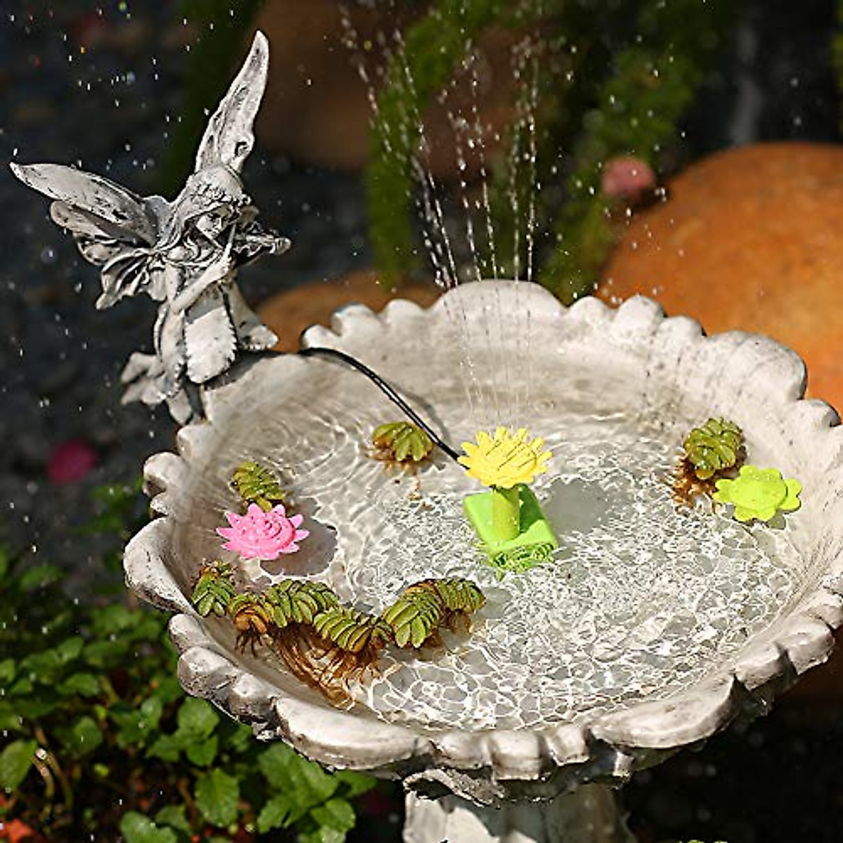 Ottertata Solar Fountain Pump for Bird Bath, 1.4W Solar Bird Bath Fountains with13 Nozzles, Free Standing Solar Water Fountain for Pond, Pool, Fish Tank, Aquarium and Garden