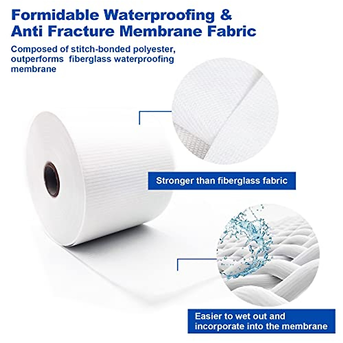 Yaxtida 2 Pack 4 Inches x 164 Feet Waterproofing Membrane Anti Fracture Fabric, Reinforcing Water Barrier Drywall Mesh Tape, Liquid Waterproof Membrane Fiberglass Tape for Shower Wall,Tiles
