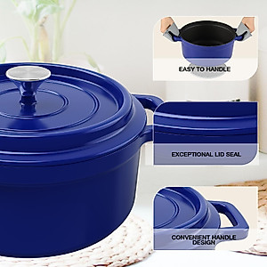 MEIGUI 4QT Cast Iron Dutch Oven, Enameled Non-Stick Dutch Oven, Round Dutch Oven Pot with Lid, Pre-Seasoned Large Dutch Oven Liners, for Sourdough Bread Baking, Braising, Soups, Family Sharing, Blue