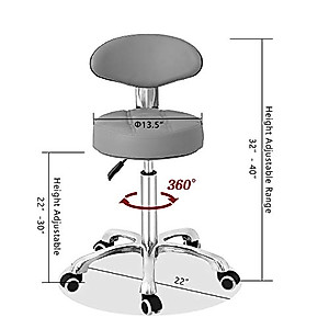 Grace & Grace Pneumatic Height Adjustable Rolling Swivel Stool with Comfortable Seat Heavy Duty Metal Base for Salon, Massage, Shop and Kitchen (Grey)