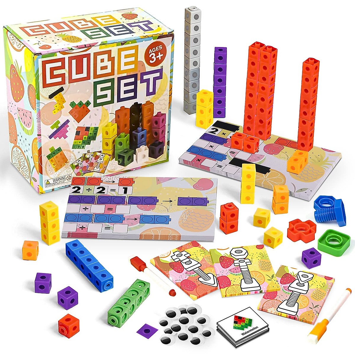 Math Number Blocks STEM Cubes Manipulatives Cubes - 100Pcs+ Math Games for Kids 6-8 Toys Number Blocks STEM Toy Supplies Construction Toy Gift for Preschool Kindergarten Learning Abacus Building