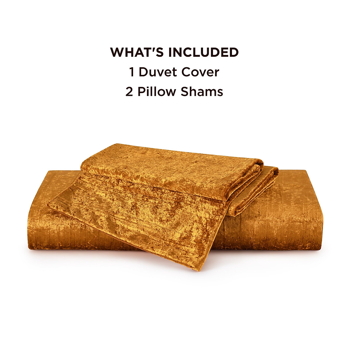 Bedsure Velvet Duvet Cover Set - Luxurious, Glossy King Size Duvet Cover Set, Honey Yellow Duvet Cover King Size with 2 Pillow Shams (Honey Yellow, King, 104 x 90 inches)