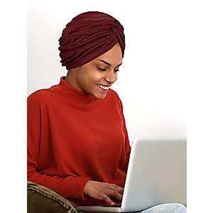 4 Pieces Turbans for Women Silk Satin Lined Turban Head Wrap Adjustable Twisted Turban Headwrap Hair Cover Wrap (Retro Color)