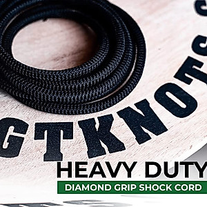 SGT KNOTS Diamond Grip Black Bungee Cord - 100% Stretch Elastic Cord and Absorbent Bungee Shock cord for Camping, Kayak Deck, Crafting (3/32" x 100ft)