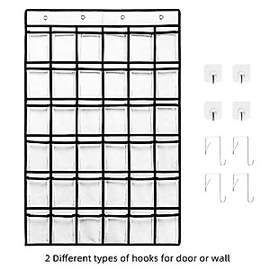 SAVERHO 36 Pockets Classroom Pocket Chart for Cell Phones, Pocket Chart for Calculator Holder with 36 Number Sticker (White)