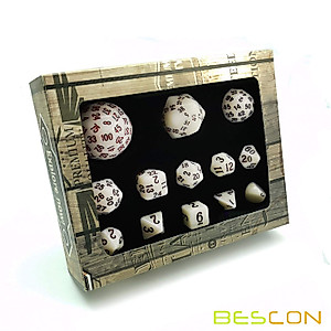 Bescon Super Glowing in Dark Complete Polyhedral RPG Dice Set 13pcs D3-D100