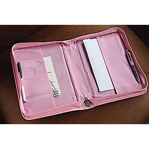 Psalm 96:13 Flower Bible Cover for Women, Zippered, with Handle, Canvas, Pink, Large