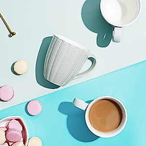 LIFVER Coffee Mugs Set of 6, 18 Oz Ceramic Mugs with Sturdy Handle for Coffee Tea Cocoa Milk, Easy to Grip & Clean, Gifts for Women men, Light Gray