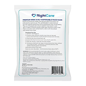 RightCare KN95 Protective Face Mask (Non-Medical) with Ear Loops and Shapeable Nose Bridge, Universal Size 10ct Pack