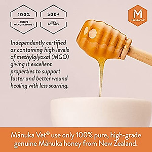 Manuka Vet Skin & Wound Gel, 15+ UMF Manuka Honey, Rapid Healing & Skin Repair Treatment for Dogs, Cats and Horses, 0.71oz (20g) Tube