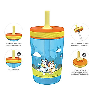 Zak Designs 15oz Bluey Kelso Tumbler Set, BPA-Free Leak-Proof Screw-On Lid with Straw Made of Durable Plastic and Silicone, Perfect Bundle for Kids, 2 Count (Pack of 1)