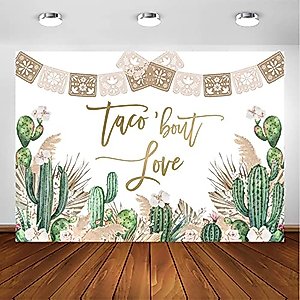 Avezano Taco Bout Love Bridal Shower Backdrop Boho Pampas Grass Bridal Shower Photography Background Fiesta Cactus Mexican Bridal Shower Bachelorette Wedding Party Decoration Photoshoot (7x5ft)