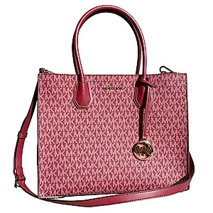 Michael Kors Mercer Large Convertible Tote Crossbody Mulberry MK Signature