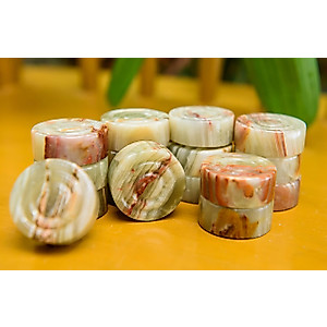 Radicaln Marble White & Green Onyx Big Board Games Complete Checker Figures - Suitable for 15 Inches Checkers Board - Completely Marble Handmade