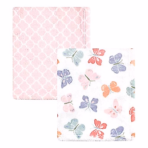 Hudson Baby Unisex Baby Cozy Plush Luxury Blankets 2pk, Butterflies, One Size