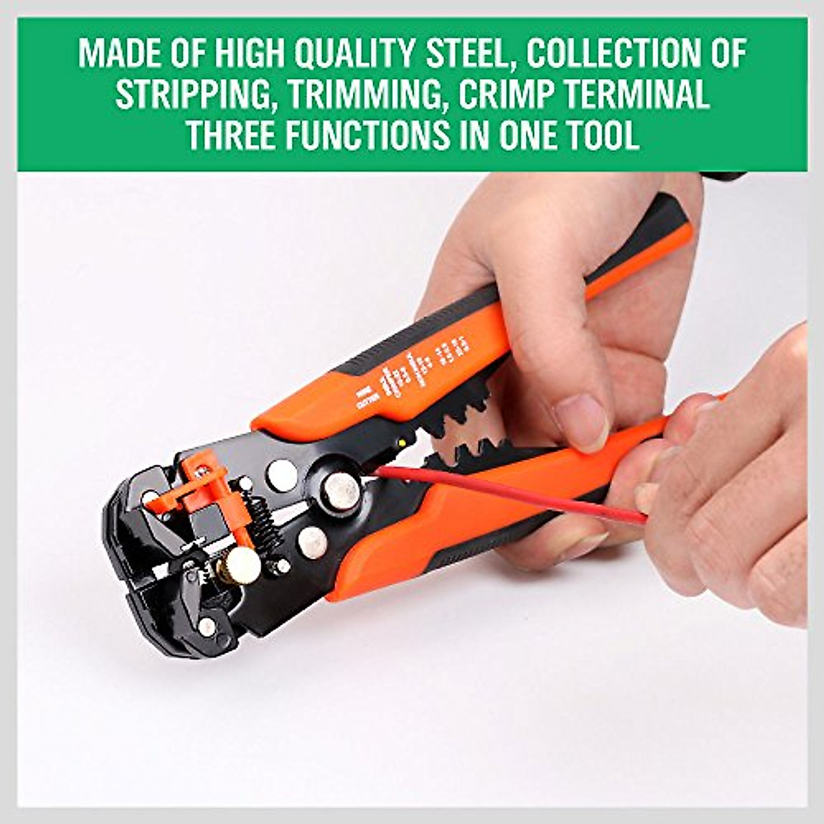 HORUSDY Wire Stripping Tool, Self-adjusting 8" Automatic Wire Stripper/Cutting Pliers Tool for Wire Stripping, Cutting, Crimping 10-24 AWG (0.2~6.0mm²)